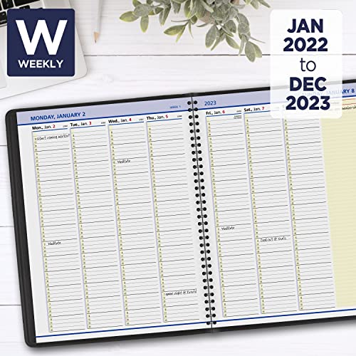 AT-A-GLANCE 2023 Weekly & Monthly Planner, QuickNotes, Quarter-Hourly Appointment Book, 8-1/4" x 11", Large, Monthly Tabs, Pocket, Black (7695005)