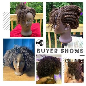 Morris African American Mannequin Head With 100% Human Hair Hairdresser Manikin Curly hair Head Training Head Cosmetology Doll Head for Practice Styling Braiding with Clamp Stand