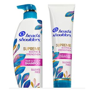 head & shoulders supreme sulfate free shampoo and conditioner set for dry scalp and dandruff treatment, soothe and strengthen with argan oil and rose essence, 21.2 fl oz