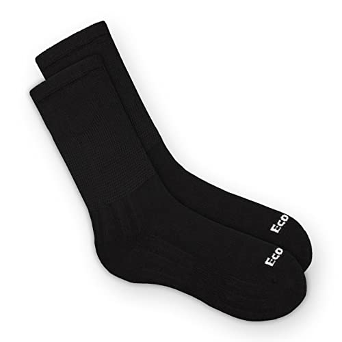 EcoSox Bamboo Viscose Diabetic Non-Binding Crew Socks for Men & Women | Integrated Smooth Toe. Pillow Cushioning. Improve Foot Circulation (Medium - Black) 919-1