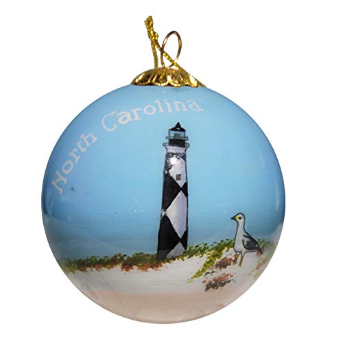 Art Studio Company Hand Painted Glass Christmas Ornament - North Carolina State Images