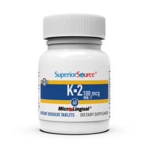 Superior Source Vitamin K2 MK-7 (Menaquinone-7), 100 mcg, Quick Dissolve Sublingual Tablets, 60 Count, Healthy Bones and Arteries, Immune & Cardiovascular Support, Assists Protein Synthesis, Non-GMO