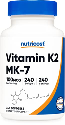 Nutricost Vitamin K2 MK-7 100 mcg, 240 Softgels - Gluten Free and Non-GMO MK7