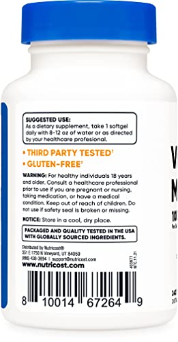 Nutricost Vitamin K2 MK-7 100 mcg, 240 Softgels - Gluten Free and Non-GMO MK7