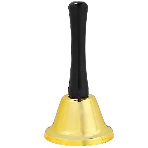 Skeleteen Gold Ringing Hand Bell - Loud Metal Handheld Ring Tea Bell for Calling Attention and Assistance