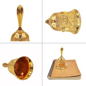 Hourwof Hand Bell,Metal Dinner Bell Decorative Wedding Bells Service Bell Call Bell Christmas Bell,Gold