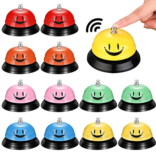 12 Pcs Call Bell Service Bell 3 Inch Diameter Desk Bell Dinner Bell Anti Rust Classroom Bell Counter Bell Ring for Service Metal Dining Bell for Counter Restaurant Hotel Table Kitchen Bar