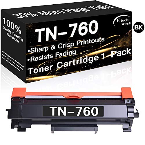 Compatible TN730 TN760 Printer Toner Cartridge TN-760 TN-730 Used for Brother HL-L2390DW HL-L2370DW HL-L2350DW HL-L2395DW DCP-L2550DW MFC-L2710DW MFC-L2750DWXL (1-Pack Black), Sold by Etechwork