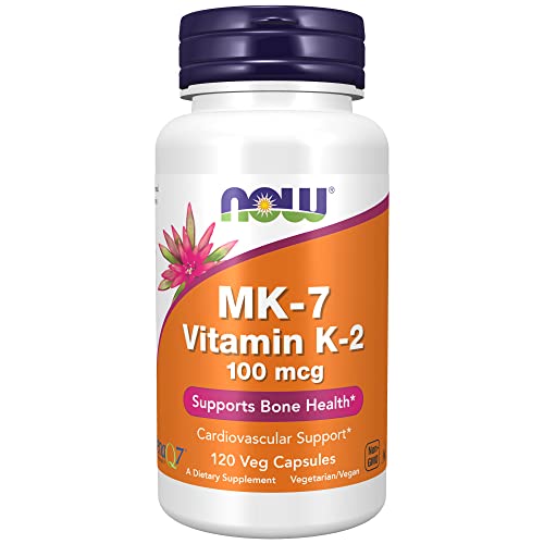 NOW Supplements, MK-7 Vitamin K-2 100 mcg, Cardiovascular Support*, Supports Bone Health*, 120 Veg Capsules