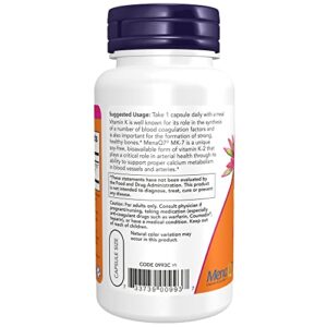 NOW Supplements, MK-7 Vitamin K-2 100 mcg, Cardiovascular Support*, Supports Bone Health*, 120 Veg Capsules