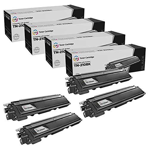 LD Compatible Toner Cartridge Replacement for Brother TN210BK (Black, 4-Pack)