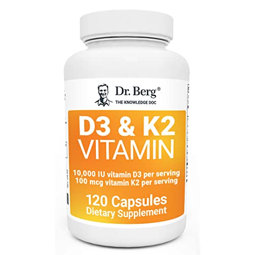 Dr. Berg's Vitamin D3 K2 w/ MCT Oil - Includes 10,000 IU of Vitamin D3, 100 mcg MK7 Vitamin K2, Purified Bile Salts, Zinc & Magnesium for Ultimate Absorption - K2 D3 Vitamin Supplement - 120 Capsule