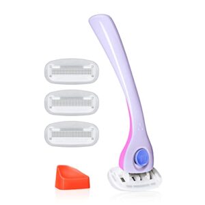 billie razors for women shave kit – women’s razor + 4 x 5-blade razor refills + magnetic holder – dreampop