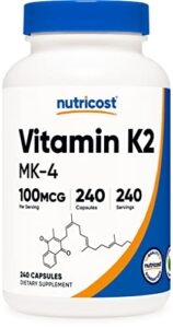 nutricost vitamin k2 (mk4) 240 capsules (100mcg) – gluten free and non-gmo