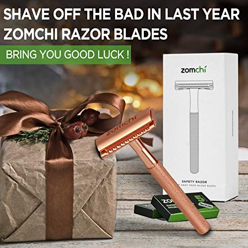 Double Edge Safety Razor for Women, Safety Razor with 5 Blades, Women Razor with a Delicate Box, Fits All Double Edge Razor Blades,Free of Plastic (Rose Gold)