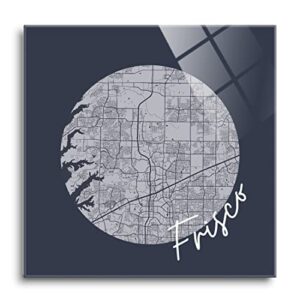 soulfine modern minimalist texas colors frisco circle map,, modern glass wall art, 12″x12″ frameless, tempered glass, high definition printing, home décor.