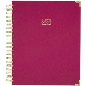 2022 weekly & monthly planner by at-a-glance, 8-1/2″ x 11″, large, hardcover, harmony, berry (6099-905-59)