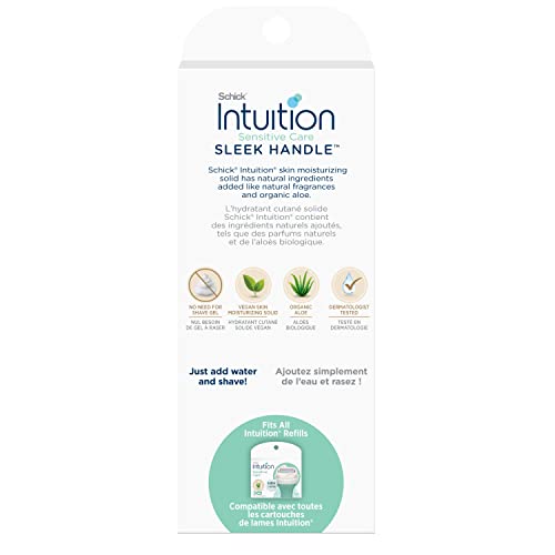 Schick Intuition Sleek Razors for Women with Sensitive Skin | 1 Razor & 3 Intuition Razor Blades Refill with Organic Aloe