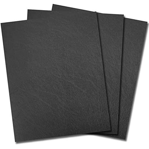 Binditek 50 Pack 16mil Leather Textured Polycovers - Binding Presentation Covers for Business Reports and Proposals 8-1/2 x 11 Inches,Black Binding Back Covers