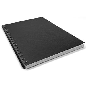 Binditek 50 Pack 16mil Leather Textured Polycovers - Binding Presentation Covers for Business Reports and Proposals 8-1/2 x 11 Inches,Black Binding Back Covers