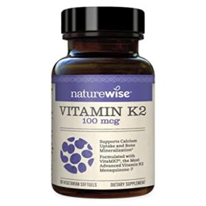 NatureWise Vitamin K2 Support Strong Bones with VitaMK7 Menaqui-7, Softgel, 90 Count (Pack of 1)