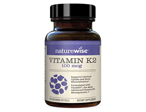 NatureWise Vitamin K2 Support Strong Bones with VitaMK7 Menaqui-7, Softgel, 90 Count (Pack of 1)