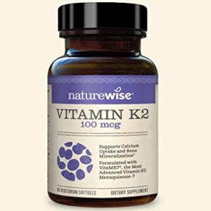 NatureWise Vitamin K2 Support Strong Bones with VitaMK7 Menaqui-7, Softgel, 90 Count (Pack of 1)