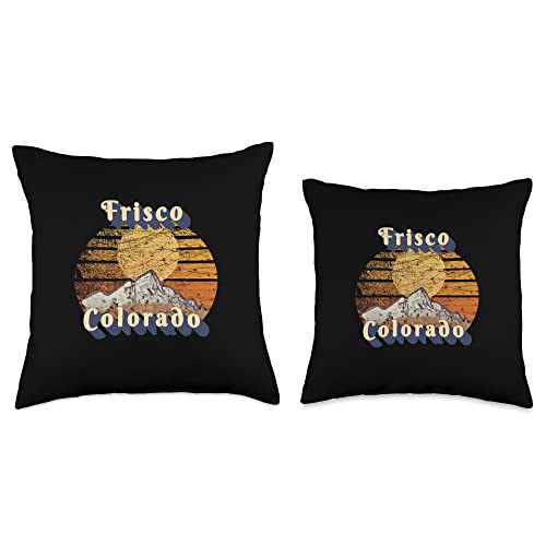 Frisco Colorado Retro Mountain Sunset Styled Throw Pillow, 18x18, Multicolor