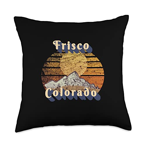 Frisco Colorado Retro Mountain Sunset Styled Throw Pillow, 18x18, Multicolor