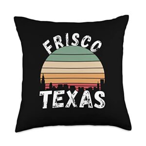 retro frisco tx texas city apparel souvenir throw pillow, 18×18, multicolor