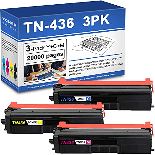 LKKJ 3 Pack(1Y+1C+1M) TN-436Y TN-436C TN-436M Super High Yield Toner Cartridge Replacement for Brother TN436 HL-L8260CDW L8360CDW L8360CDWT MFC-L8900CDW Printer Toner.