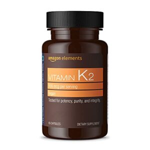 amazon elements vitamin k2 100 mcg, vegan, 65 capsules, 2 month supply (packaging may vary)