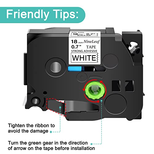 NineLeaf 2 Pack Label Tape Replacement Compatible for Brother P-Touch TZe-S241 TZeS241 TZ-S241 TZS241 3/4inch 18mm 0.7'' Extra Strength Laminated Black on White Work in PT-P710BT PTD600 PTD400