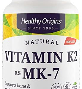 Healthy Origins Vitamin K2 100 mcg (MK-7, Non-GMO, Gluten Free, Cardiovascaular Support, Bone Support), 60 Veggie Gels