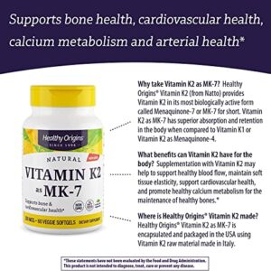 Healthy Origins Vitamin K2 100 mcg (MK-7, Non-GMO, Gluten Free, Cardiovascaular Support, Bone Support), 60 Veggie Gels