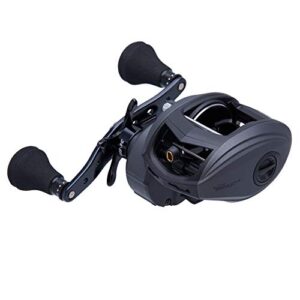 abu garcia revo toro beast low profile baitcast fishing reel, size 60lp, black/smoke, left hand position