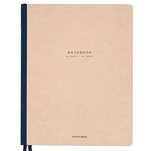 At-A-Glance Notebook, Casebound, Ruled, 80 Sheets, 11 x 8-3/4", Collection, Tan/Blue (YP14707)