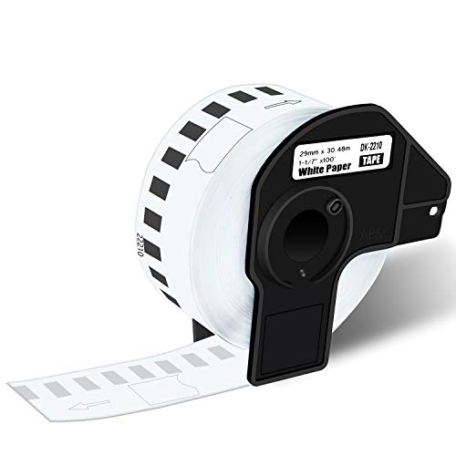 KCMYTONER Compatible for Brother DK-2210 DK2210 Continuous Length Labels White Paper Tape 1.1" x 100' (29mm x 30.4M) Replacement for Brother QL Label Printers -200 Rolls with Cartridge Frames