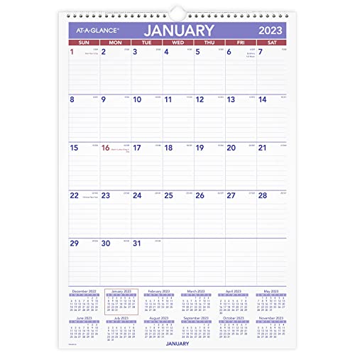 AT-A-GLANCE 2023 Erasable Calendar, Dry Erase Wall Planner, 12" x 17", Small (PMLM0228)