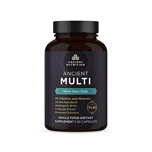 Ancient Nutrition Multivitamin for Men, Ancient Multi Men's Once Daily Vitamin Supplement 30 Ct, Vitamin A, Vitamin B and Vitamin K2, Fenugreek Seed, Supports Immune System, Paleo and Keto Friendly