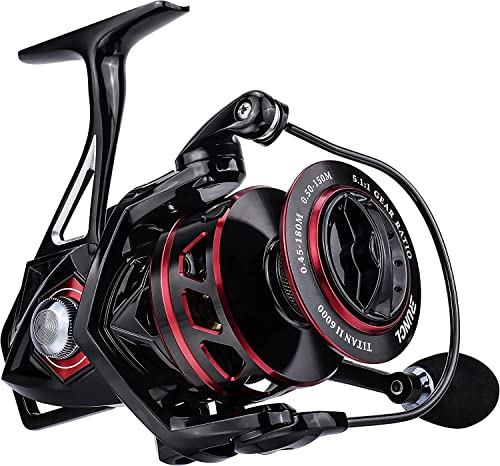 RUNCL Spinning Reel Titan II 3000, Fishing Reel - Full Metal Body, Max Drag 44LB, 5 Carbon Fiber Drag Washers, 9+1 Stainless Steel Shielded Bearings, Hollow Out Rotor - Saltwater & Freshwater Fishing