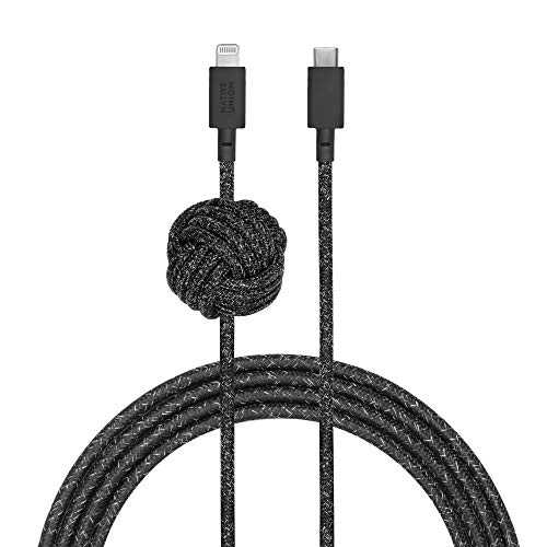 Native Union Night Cable - 10ft Ultra-Strong Reinforced Durable USB-C to Lightning [MFi Certified] Charging Cable with Weighted Knot Compatible with iPhone 14, iPhone 13 and Earlier (Cosmos)