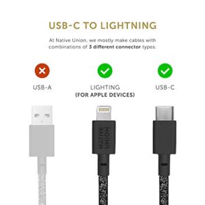 Native Union Night Cable - 10ft Ultra-Strong Reinforced Durable USB-C to Lightning [MFi Certified] Charging Cable with Weighted Knot Compatible with iPhone 14, iPhone 13 and Earlier (Cosmos)