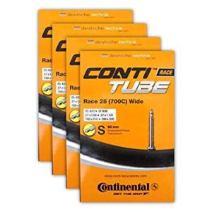 Continental Race 28 700x25-32c Bicycle Inner Tube Bundle - 60mm Presta Valve - 4 Pack w/ Conti Sticker