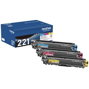 brother genuine standard-yield toner cartridge three pack tn221 3pk -includes one cartridge each of cyan, magenta & yellow toner, standard yield (tn2213pk), cyan, magenta, yellow