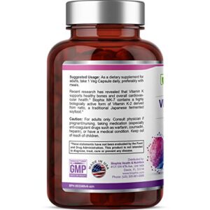 biophix Vitamin K2 MK-7 - 300 mcg 120 Vcaps - High-Potency Supports Strong Bones Immune Health and D-3