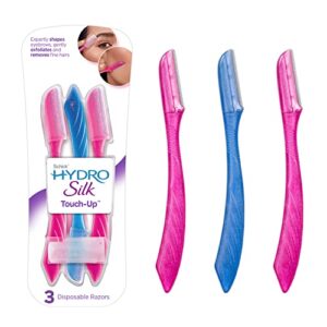 schick hydro silk touch-up dermaplaning tool, 3 count | eyebrow razor, face razors for women, face shaver, dermaplane