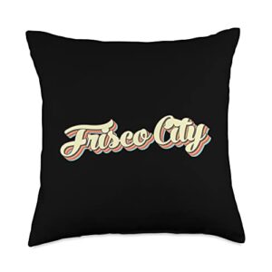 frisco city retro vintage style t-shirts frisco city tshirt retro art baseball font vintage throw pillow, 18×18, multicolor