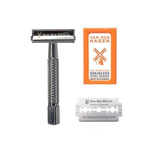 van der hagen® men’s traditional safety razor kit (includes 5 blades), chrome