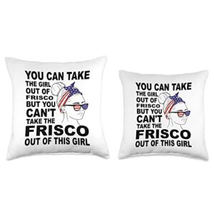 Frisco Texas Home State Outfits & Designs Classic Retro Proud Frisco Girl Throw Pillow, 18x18, Multicolor